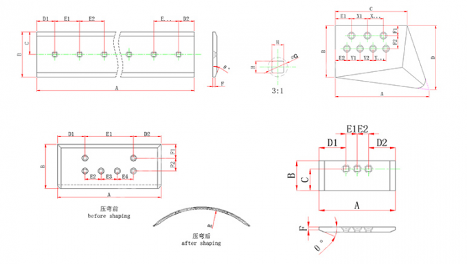 اللودر ذو درجة اللودر ذو العجلات 6Y5540 ، حواف قطع يرقة المشطوفة مزدوجة